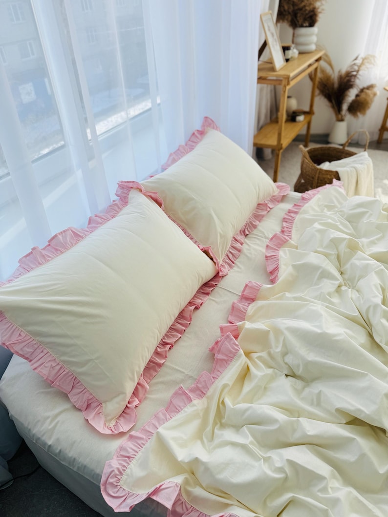 Ruffles Cotton Bed Linen Set, OEKO-TEX Certified - Etsy España