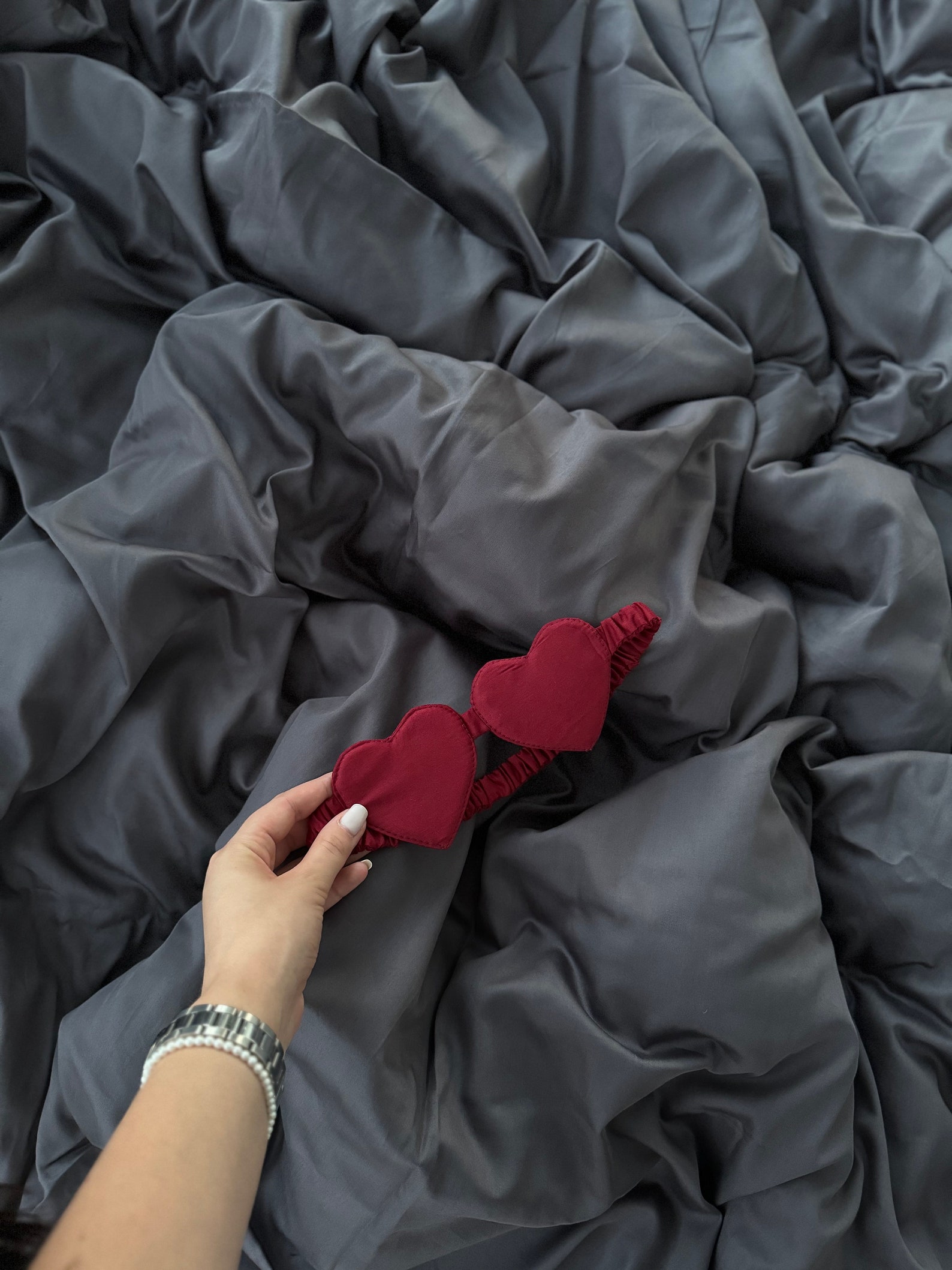Heart Sleep Mask Red Satin 100% Cotton,sleep Eye Mask,eye Mask Sleep ...