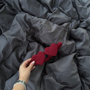 Heart Sleep Mask Red Satin 100% Cotton,sleep Eye Mask,eye Mask Sleep ...