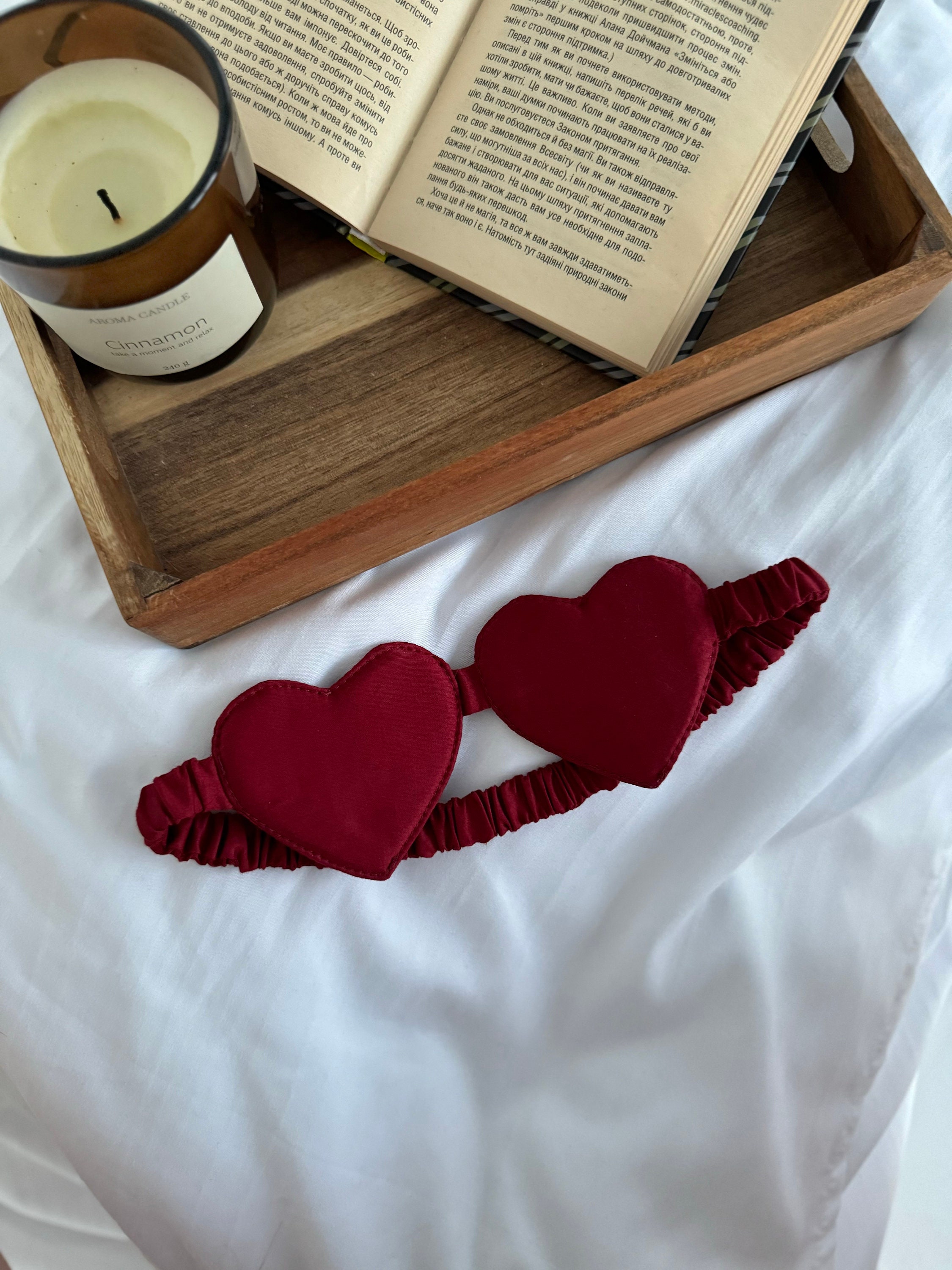 Heart Sleep Mask Red Satin 100% Cotton,sleep Eye Mask,eye Mask Sleep ...