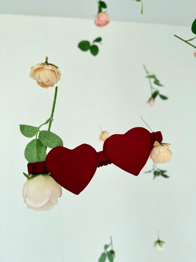 Heart Sleep Mask Red Satin 100% Cotton,sleep Eye Mask,eye Mask Sleep ...