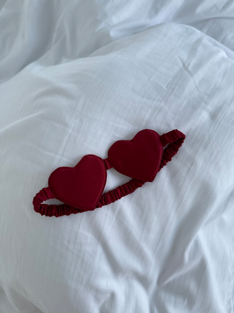Heart Sleep Mask Red Satin 100% Cotton,sleep Eye Mask,eye Mask Sleep ...
