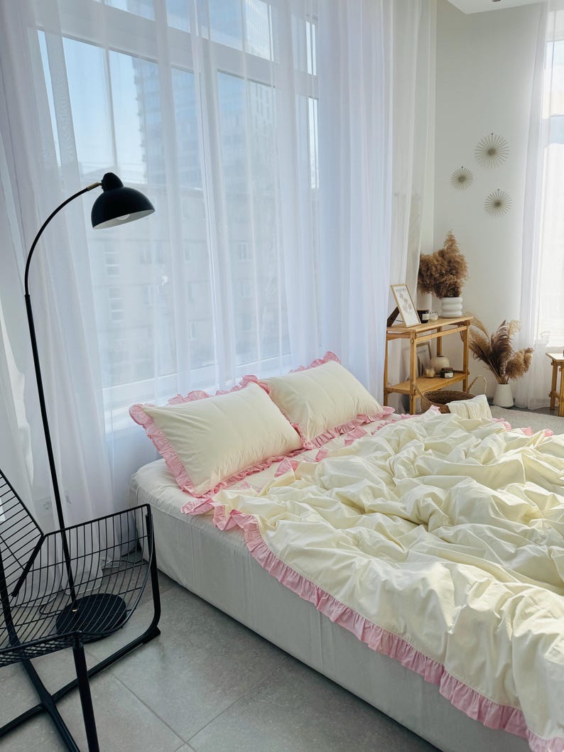 Ruffles Cotton Bed Linen Set, OEKO-TEX Certified - Etsy España