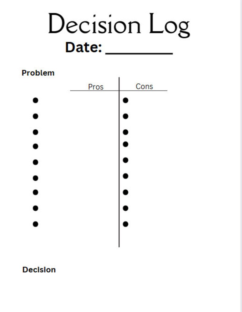Decision Log - Etsy