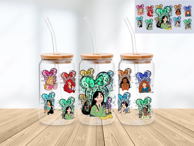 Instant Digital Download - Princess Bundle 16 Oz Libbey Glass Can Wrap ...