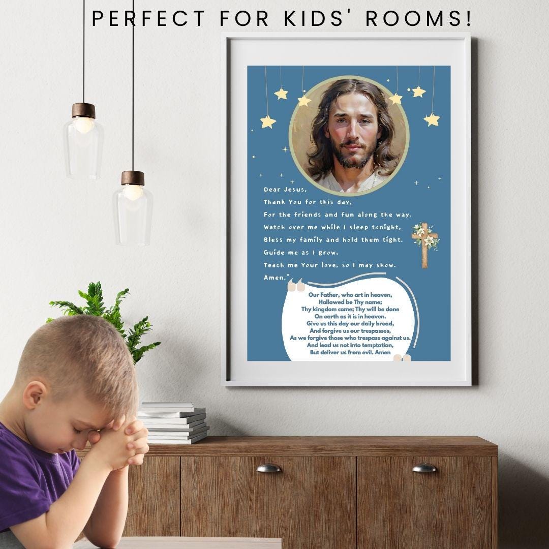 Kids Prayer Art | Bedtime Prayer Printable for Children | Jesus Prayer ...