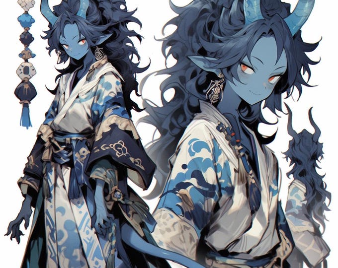 OC Adoptable 467 Blue Oni Boy Themed - Etsy