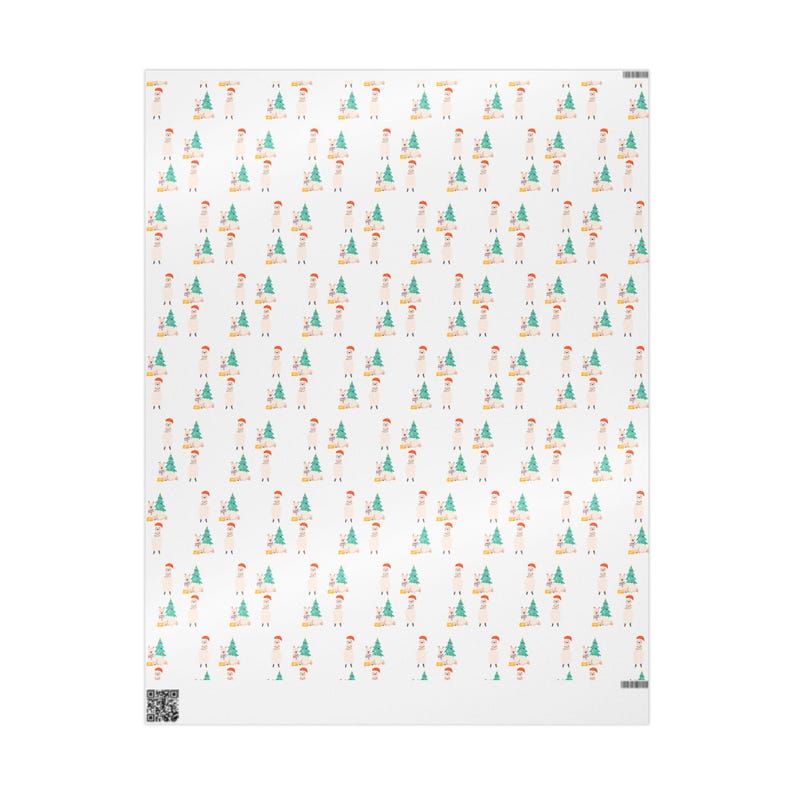 Christmas Alpaca Wrapping Paper, Cute Holiday Alpaca Gift Wrap, Festive ...