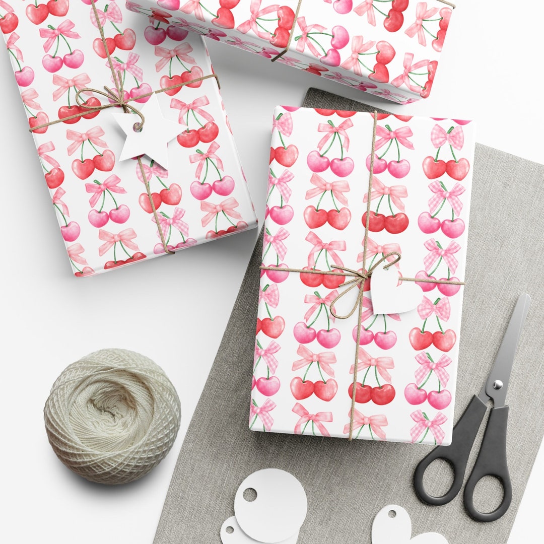 Coquette Gift Wrap Paper, Coquette Cherries Girly Gift Wrap for Her ...