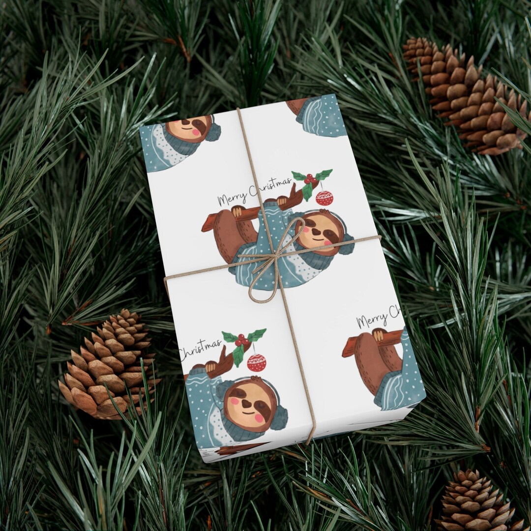Christmas Sloth Gift Wrapping Paper - Etsy