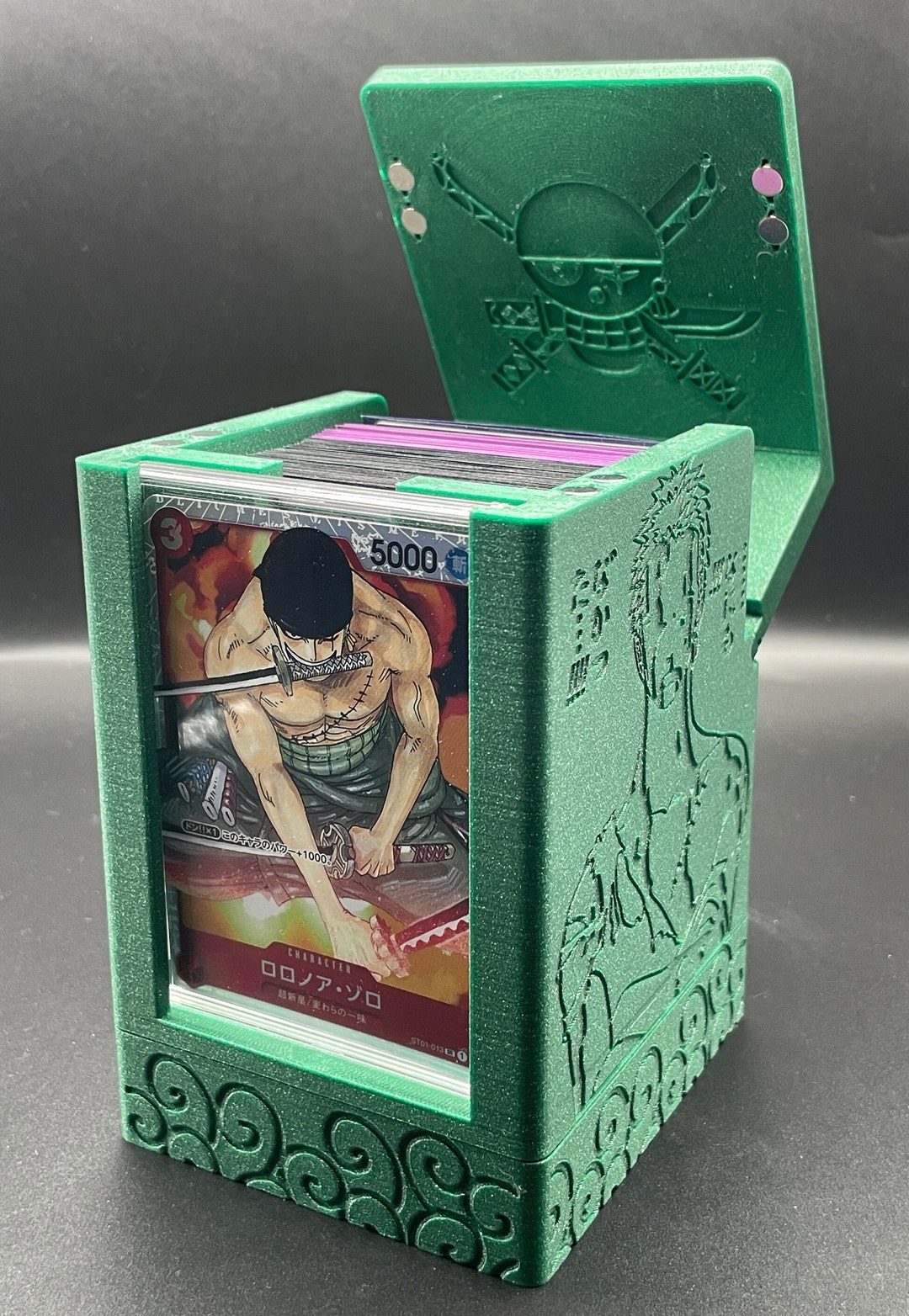 OPTCG Roronoa Zoro Leader Deck & Dice Box Max 100 Card Capacity 3D ...