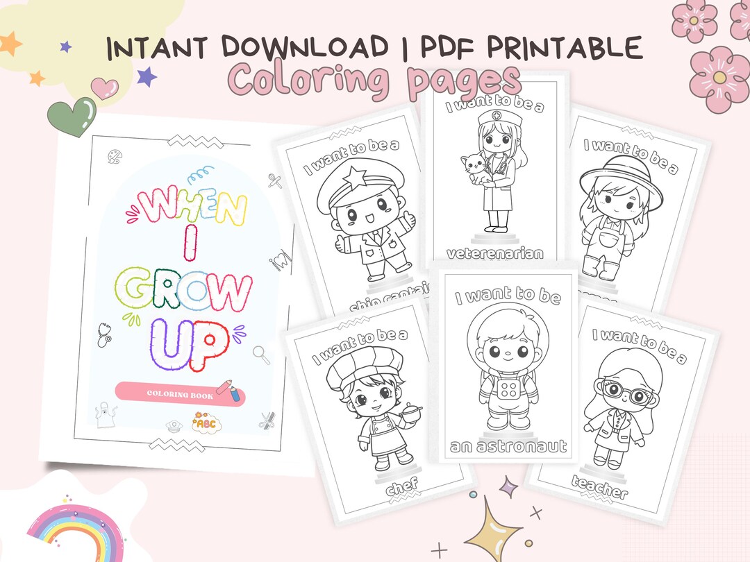 Coloring Book When I Grow up Coloring Book Printable Dream Job Careers ...