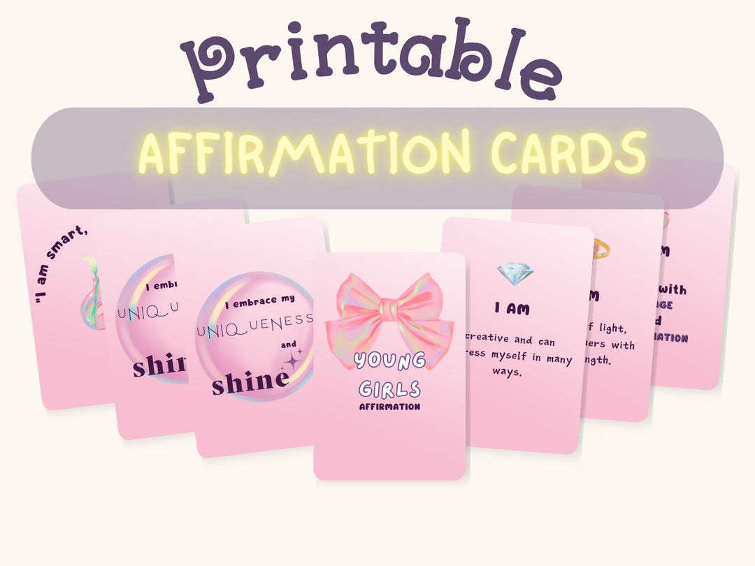 20 Affirmation Cards for the Young Girls, Self Love Cards, Coquette ...