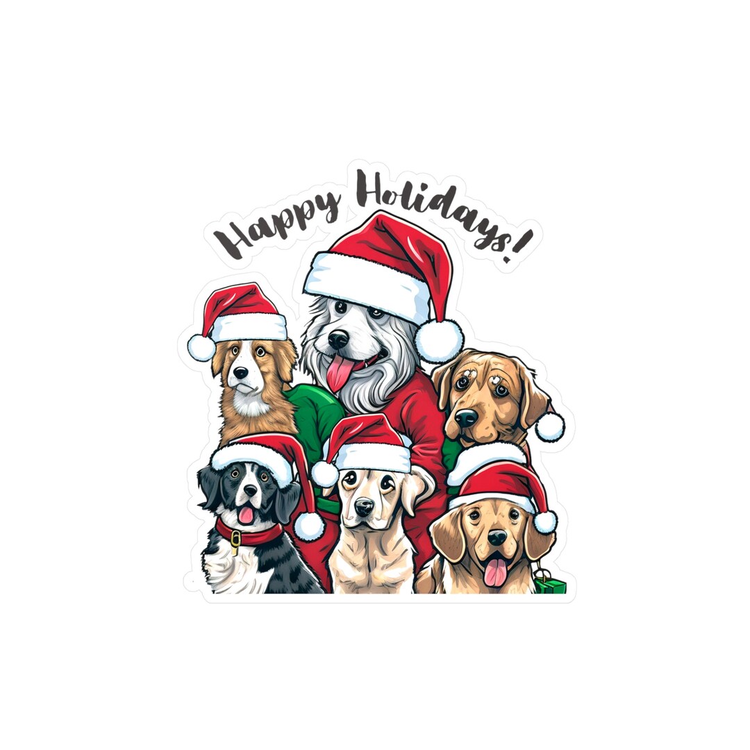 Happy Holidays Decal Kiss Cut Vinyl Decals Holiday Dogs Christmas ...