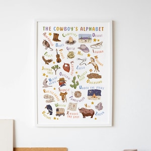 The Cowboy's Alphabet, Nursery Alphabet Print, Western Nursery, Cowboy ...