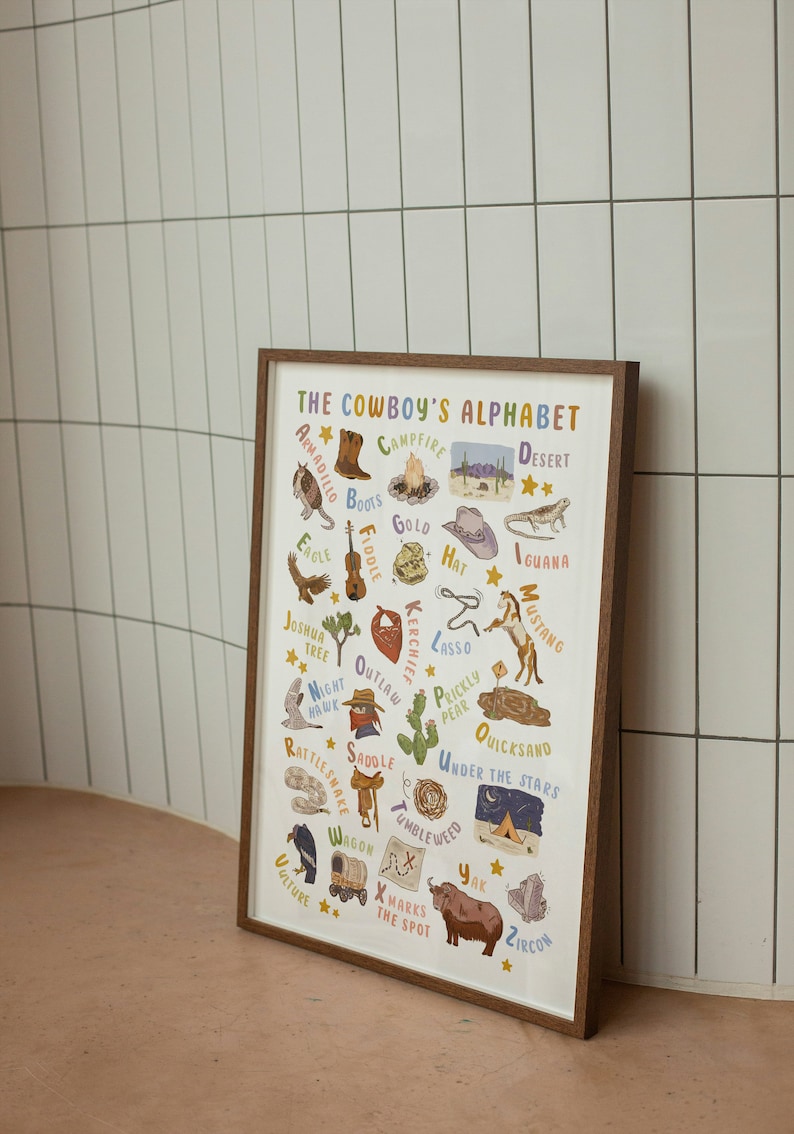Cowboy Alphabet Nursery Print: Western Wall Art (digital Print) - Etsy