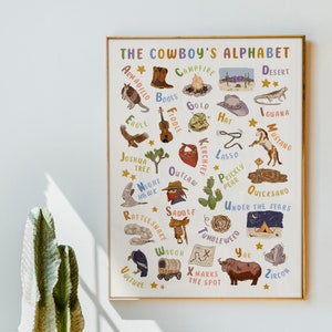 The Cowboy's Alphabet, Nursery Alphabet Print, Western Nursery, Cowboy ...