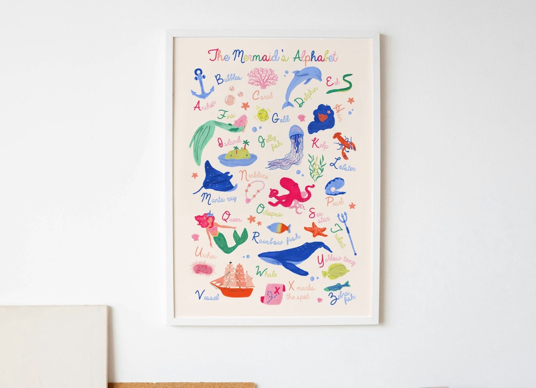 The Mermaid's Alphabet, Nursery Alphabet Print, Ocean Alphabet, Kid ...