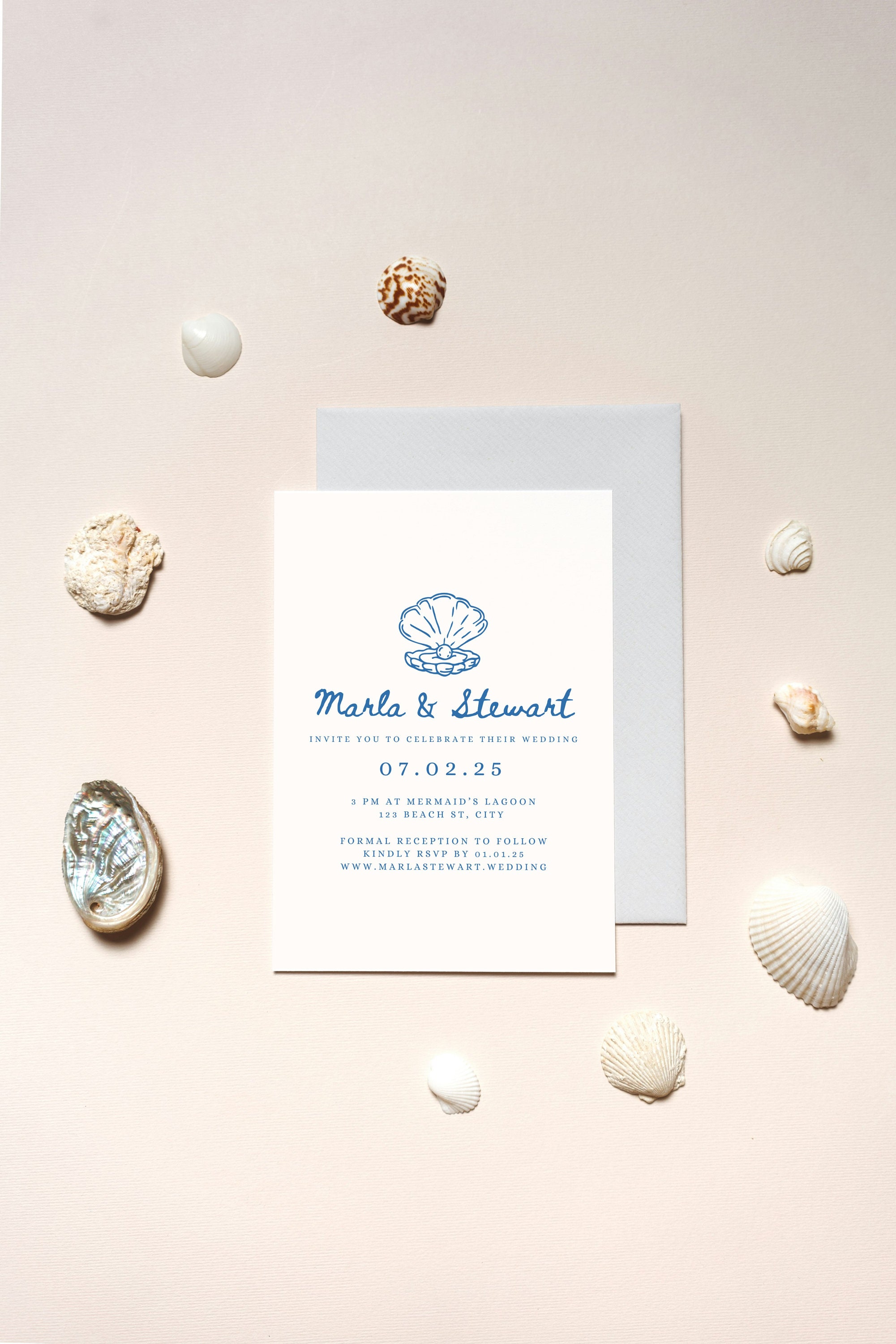 Beach Wedding Invitation Template, Destination Wedding Invitation ...