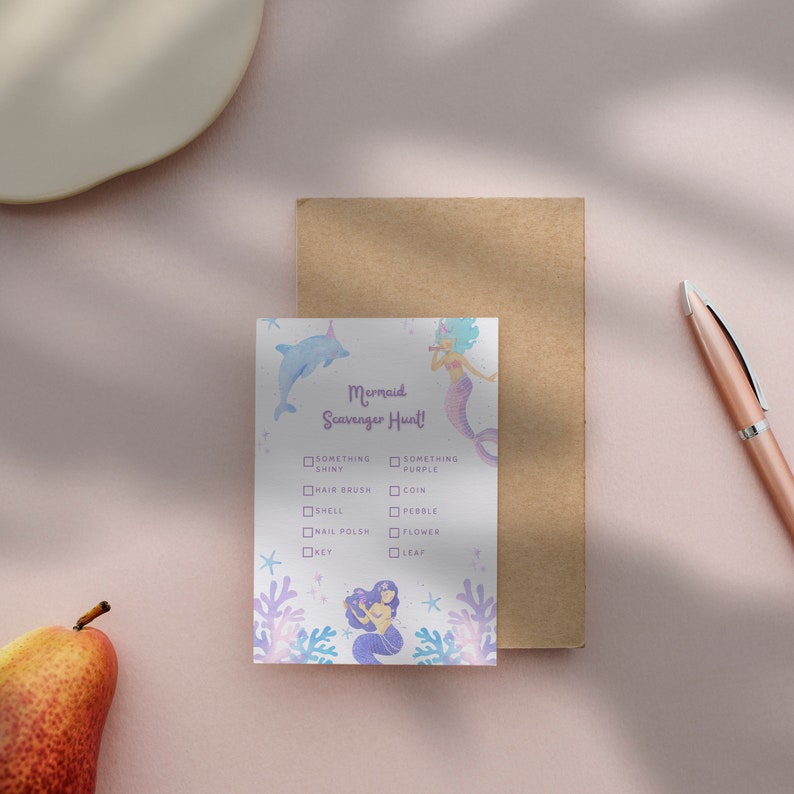 Mermaid Scavenger Hunt Printable Party Game, Birthday Party Game, Kids ...