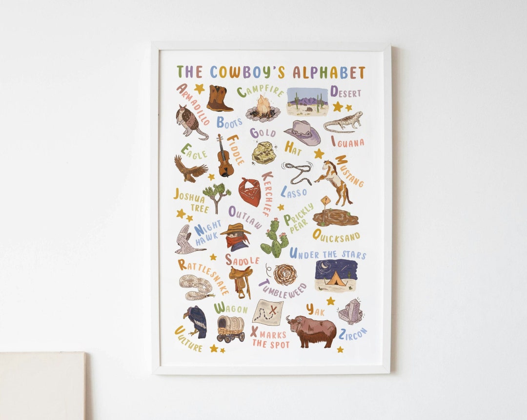 Cowboy Alphabet Nursery Print: Western Wall Art (digital Print) - Etsy