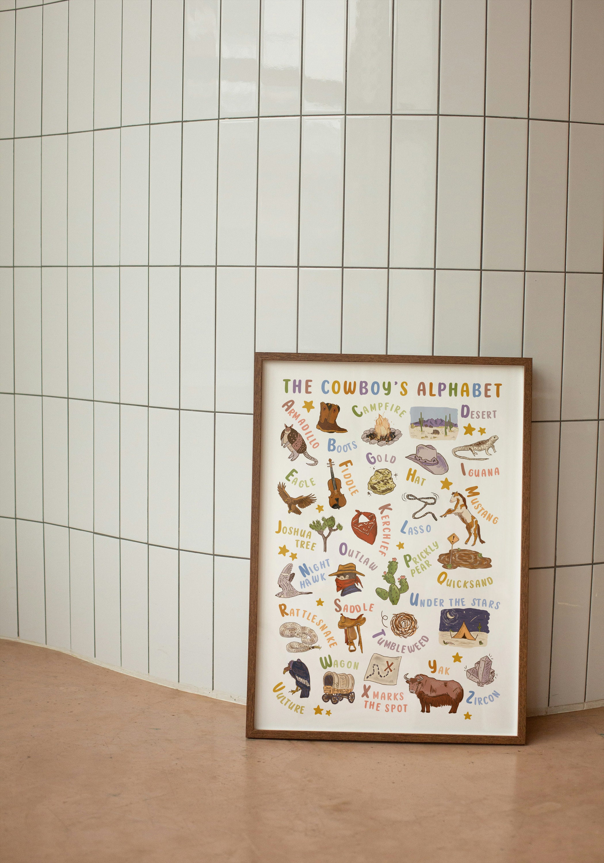Cowboy Alphabet Nursery Print: Western Wall Art (digital Print) - Etsy