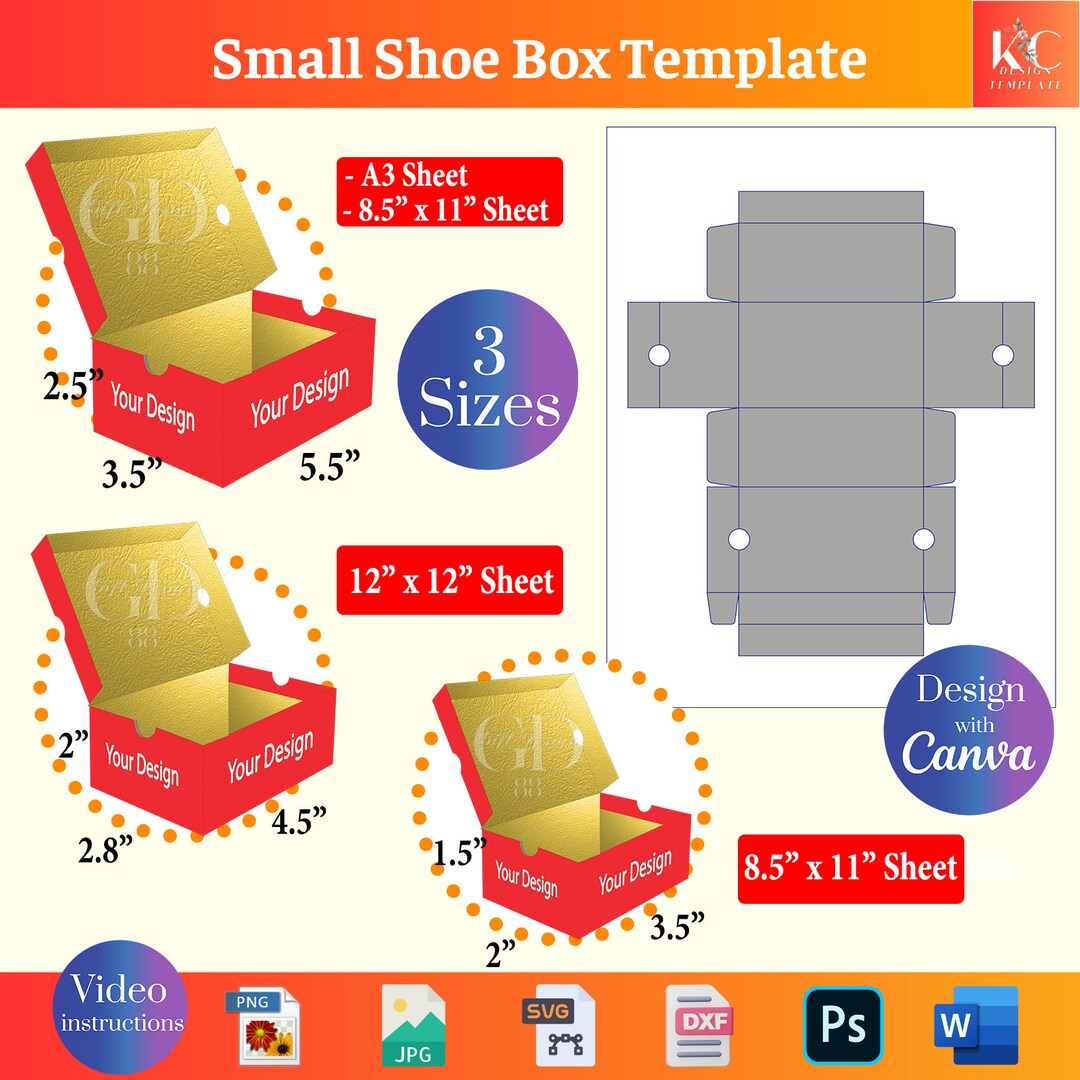 Small Shoe Box Template Gift Box Template Paper Box Design - Etsy