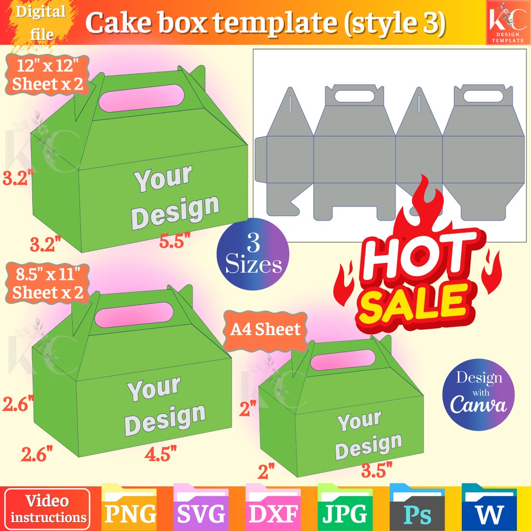 Cake Box Template 3. Cake Box Design. Gift Box Png. Festive - Etsy