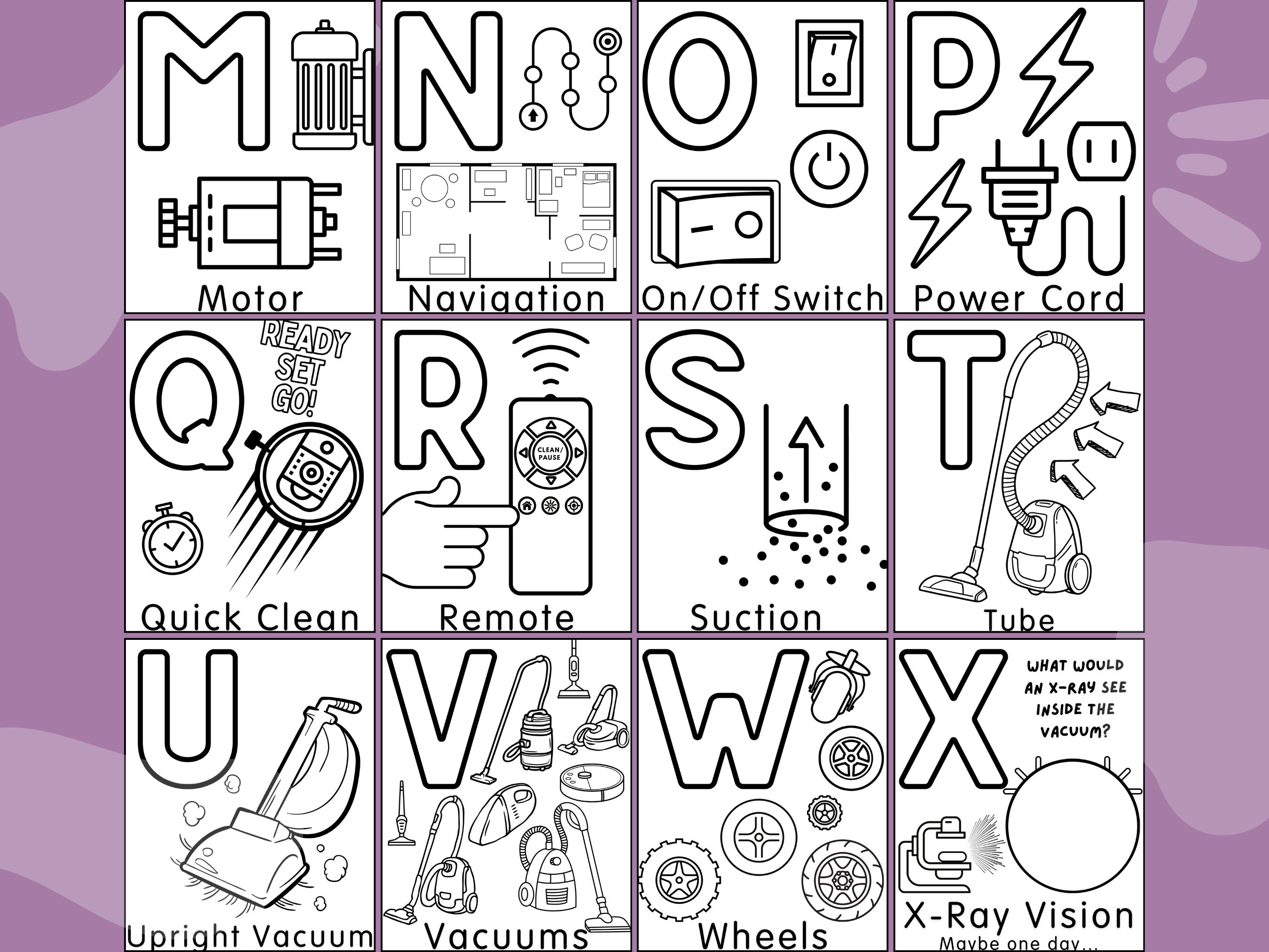 Vacuum Cleaner Coloring Pages Download, Kids Educational Alphabet ...
