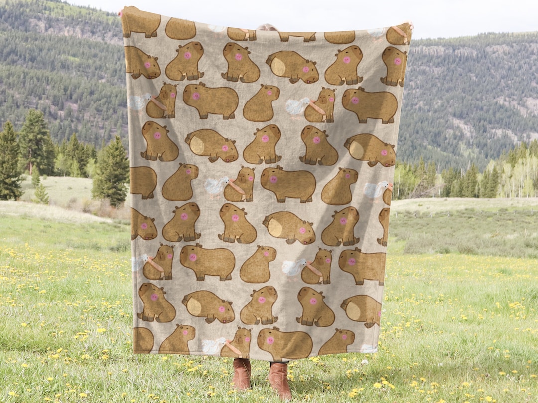 Cute Capybara Blanket for Kids, Great Gift for Capybara Lovers, Beige ...