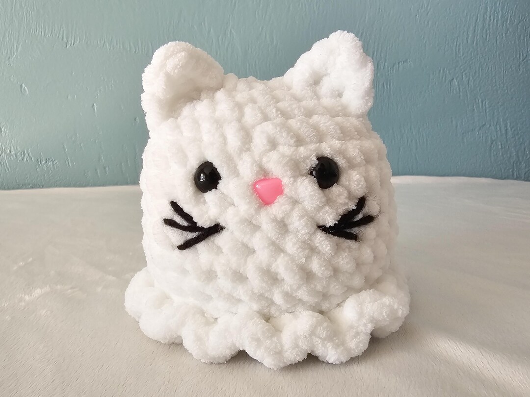 Spooky Ghost Cat Plushie, Cute Amigurumi Crochet Halloween Kitten ...