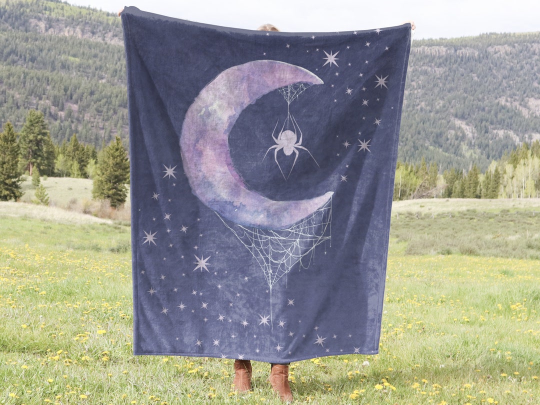 Halloween Whimsigoth Blanket, Purple Pastel Goth Celestial Spider Throw ...