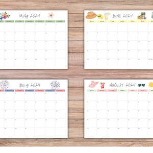 2024 Watercolor Printable Calendar for Kids Simple, Cute, Digital ...