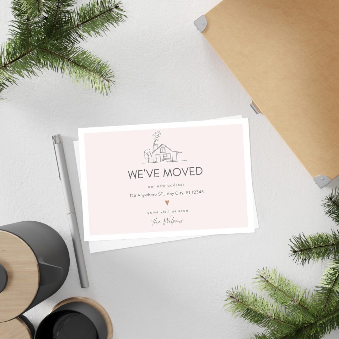 Editable Simple Change of Address Cards, Moving House Note Cards, New ...