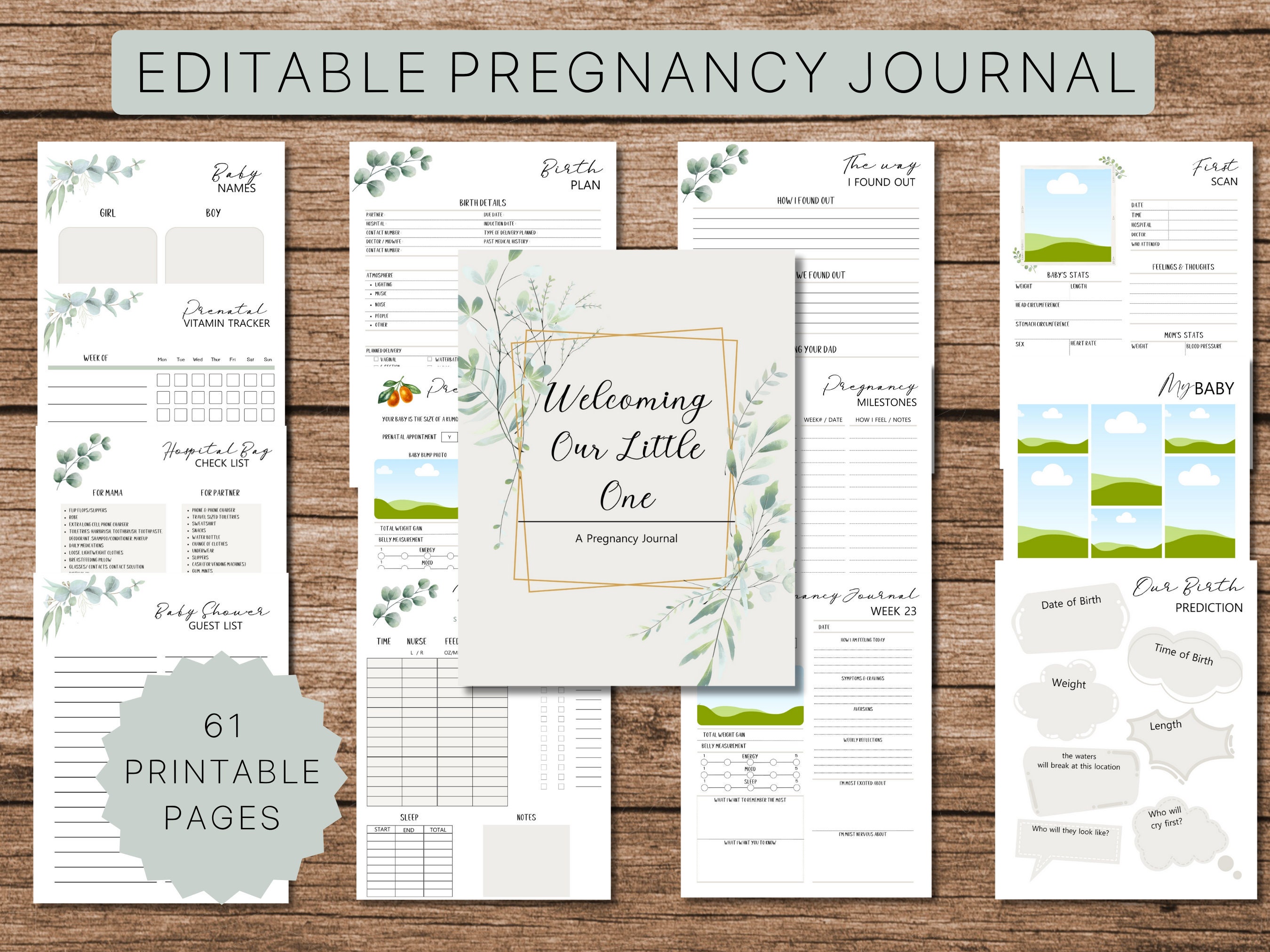 Pregnancy Journal and Planner Printable Kit - Perfect Baby Shower Gift ...