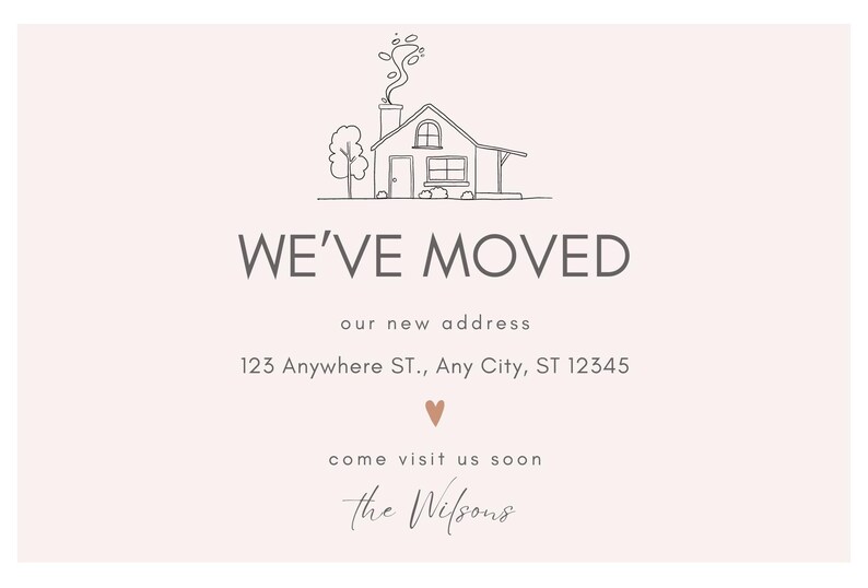Editable Simple Change of Address Cards, Moving House Note Cards, New ...