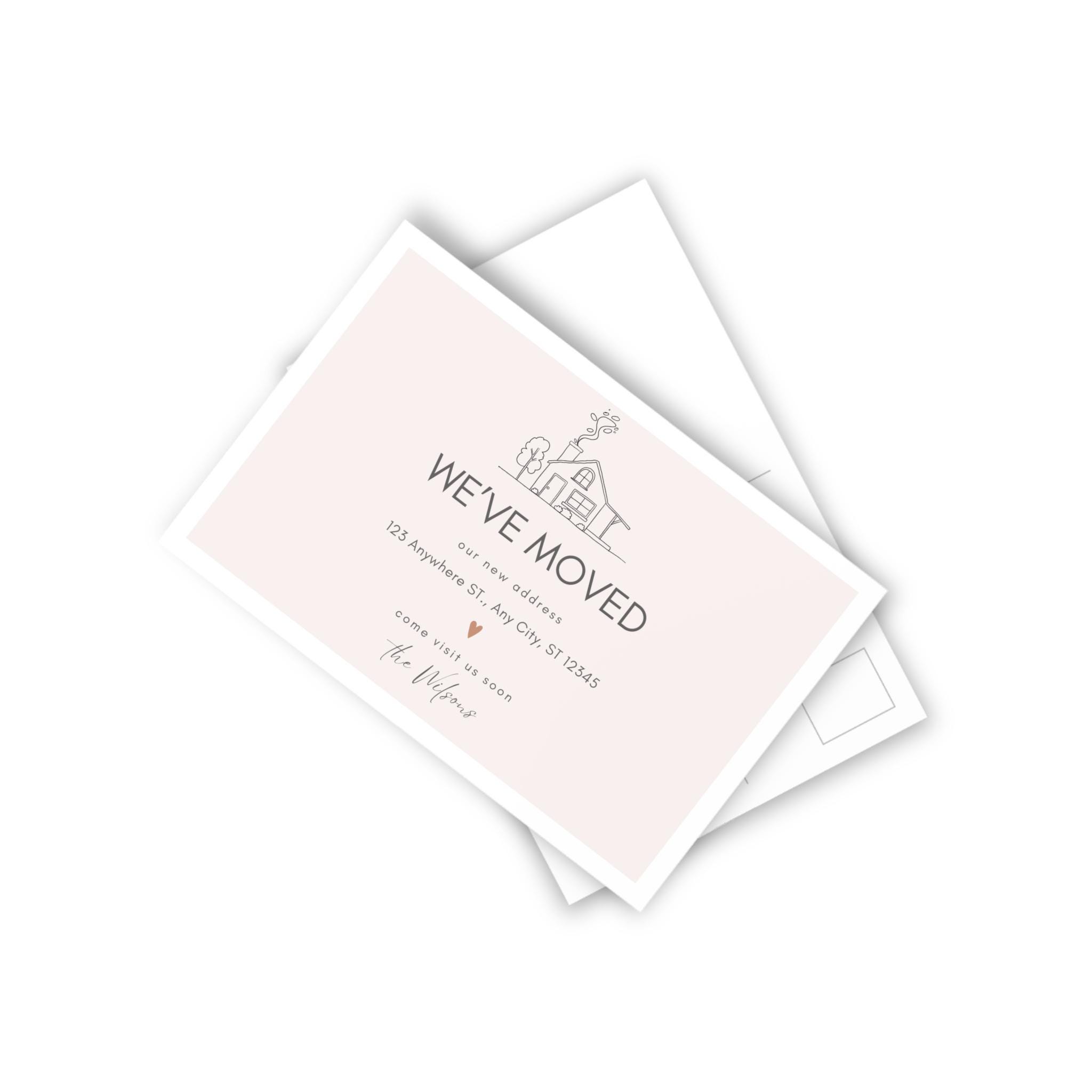 Editable Simple Change of Address Cards, Moving House Note Cards, New ...