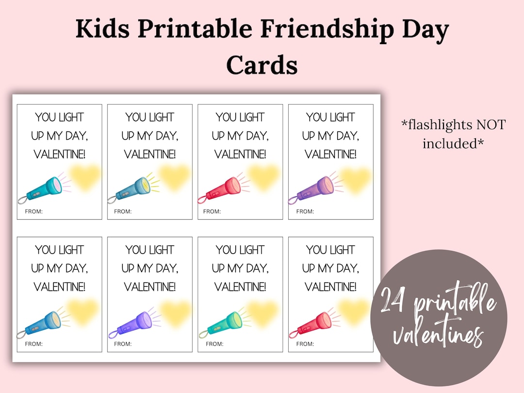 Valentines Cards for Kids Printable— Flashlight Classroom Valentines ...