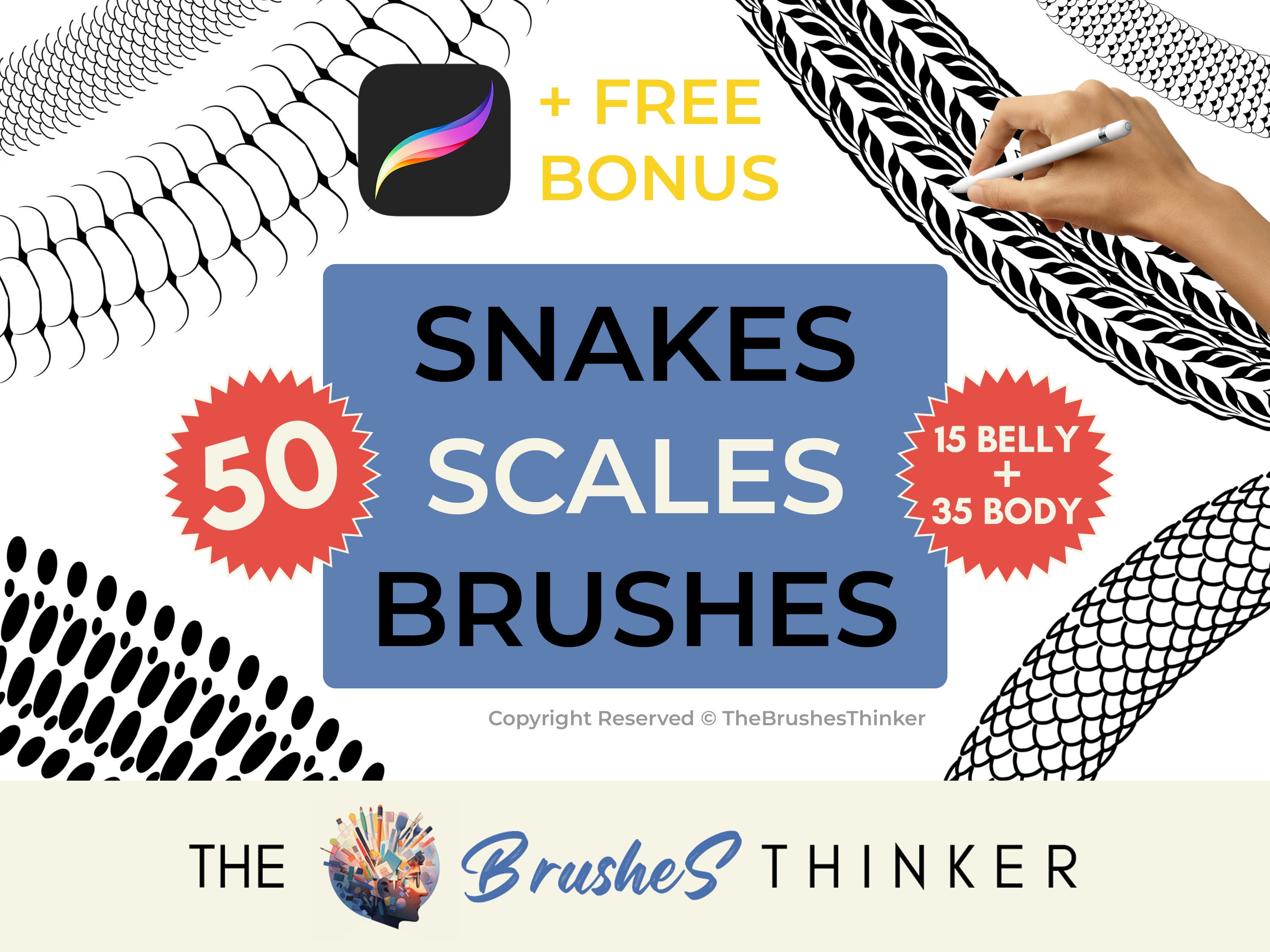 50 Snake Scales Brushes for Procreate Free Bonus Procreate - Etsy
