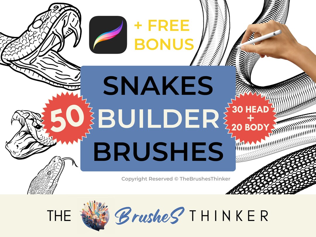 50 Snake Builder Brushes for Procreate, Procreate Snake Brushes: 20 ...