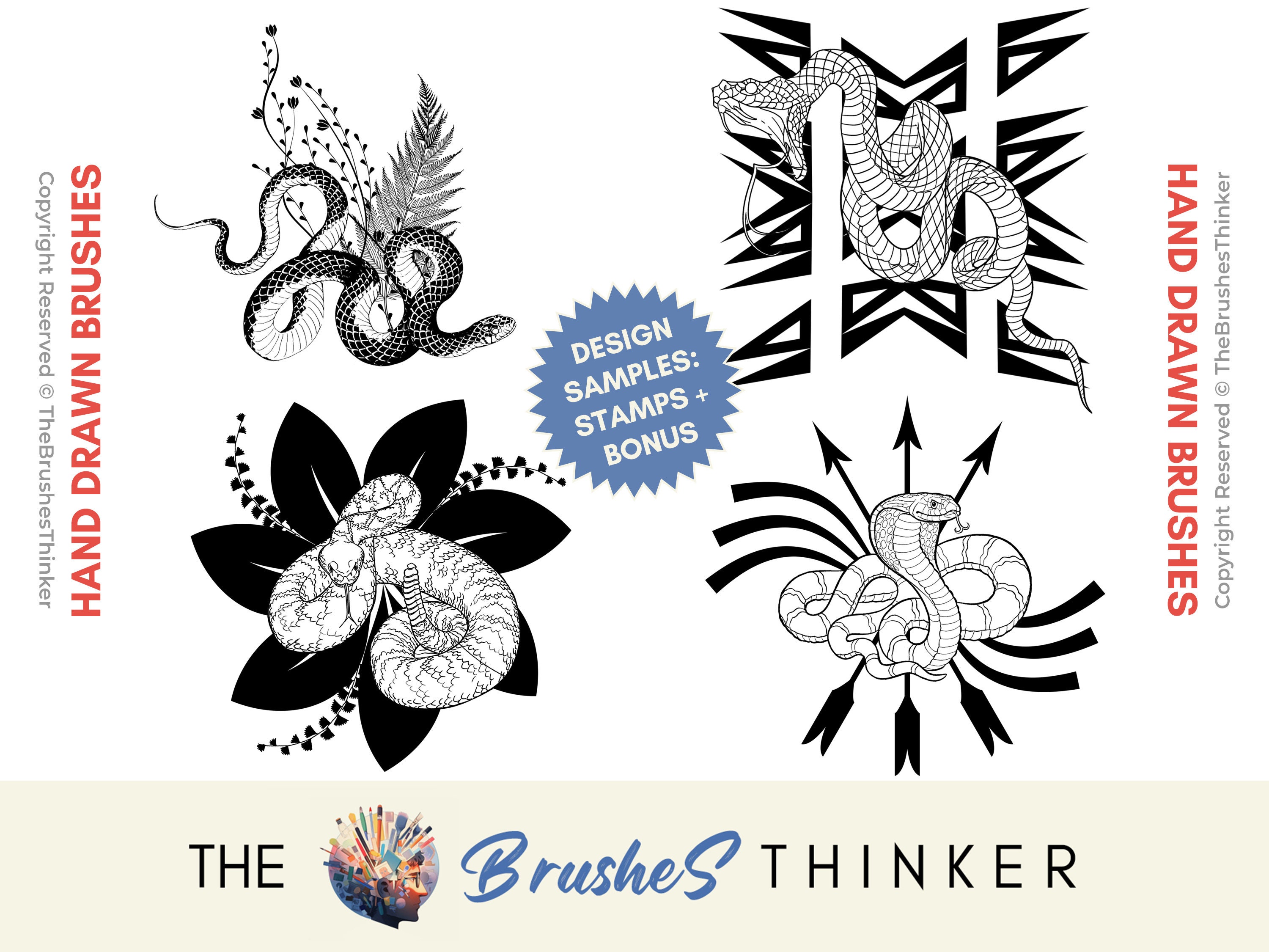 60 Snake Stamps for Clip Studio Paint + Free Bonus, Clip Studio Paint ...