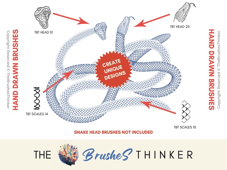50 Snake Scales Brushes for Procreate + Free Bonus, Procreate Snake ...