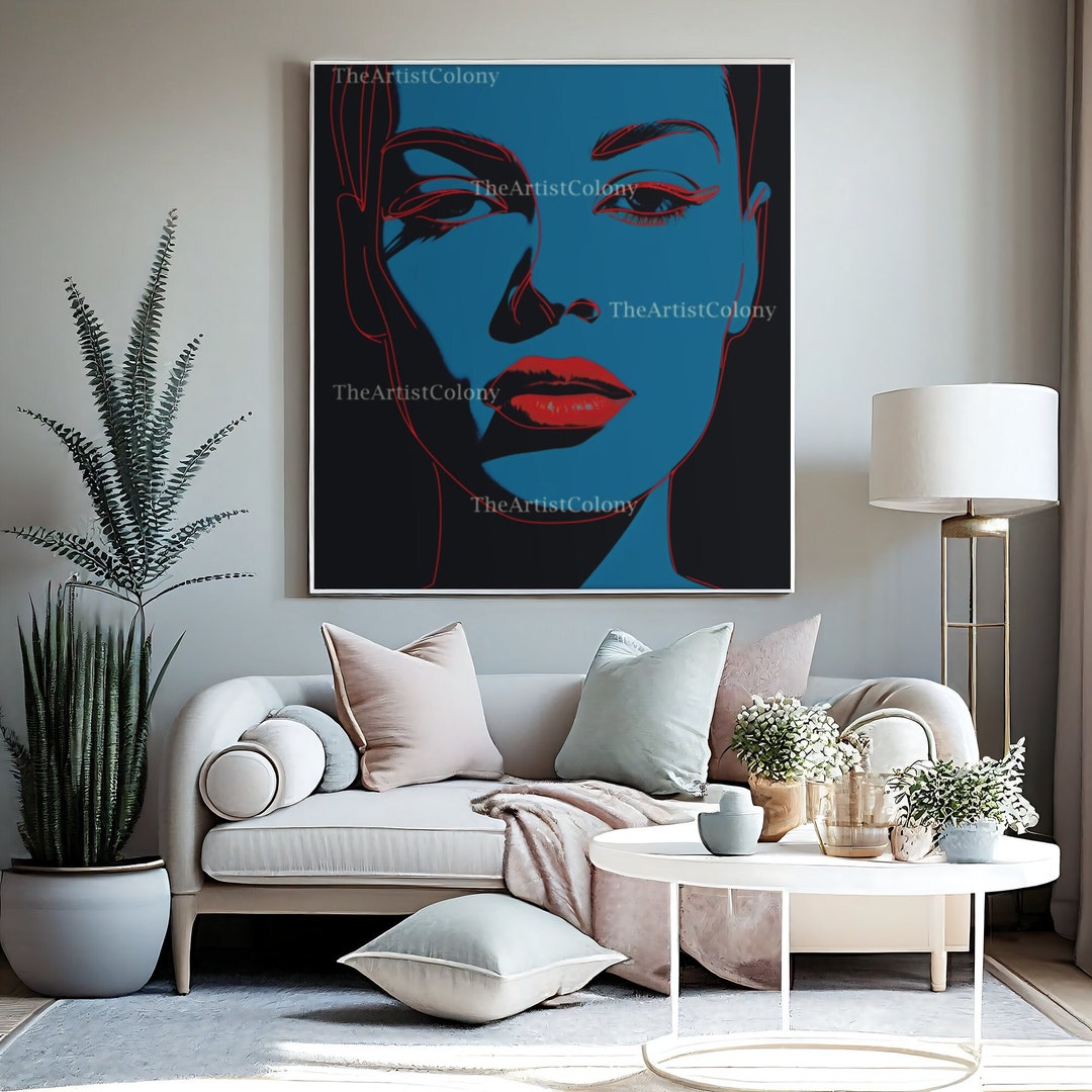 Bold Blue Printable Living Room Modern Art, Blue Decorator-wall-art ...