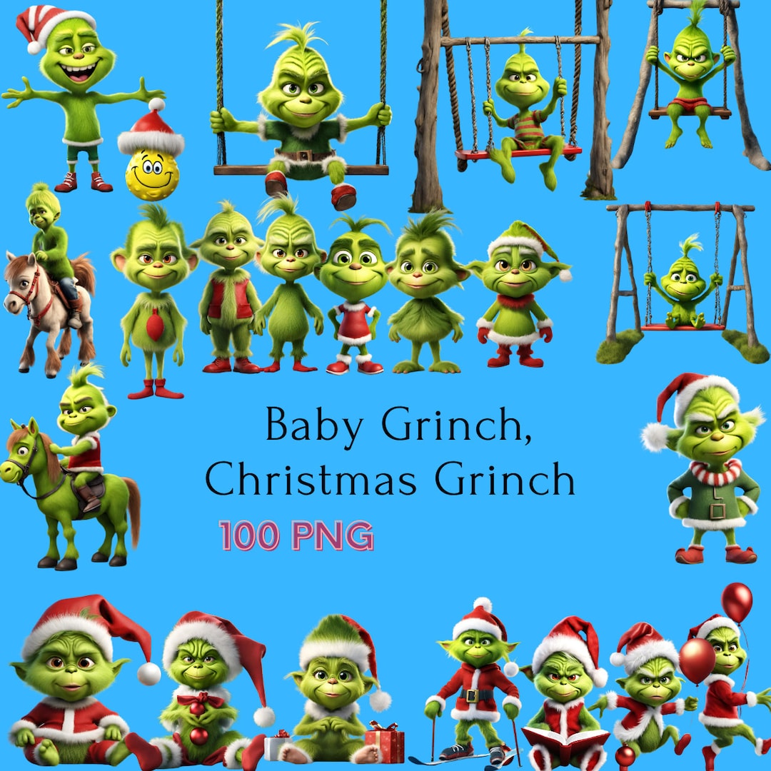 Grinch Clipart Grinch Baby Clipart Cute Grinch Baby Face - Etsy