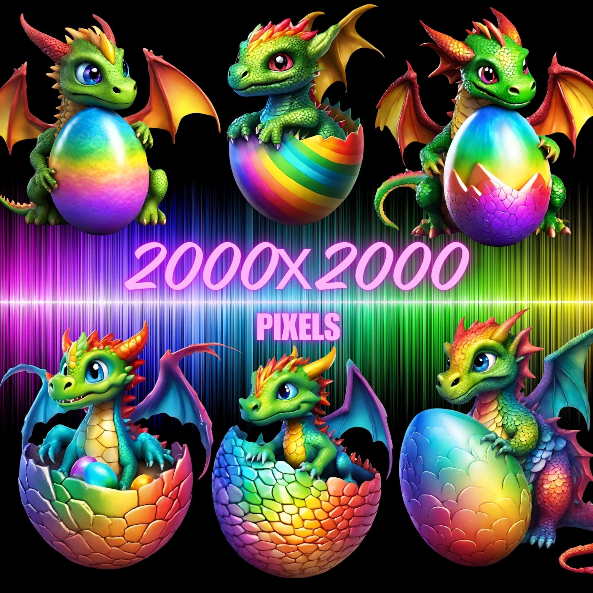 Cute Rainbow Baby Dragon Clipart, Birthday,baby Shower,rainbow Dragon ...