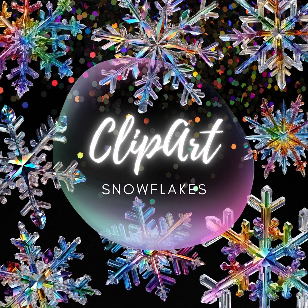Snowflake Collection: Festive Clipart, Crystal PNG, Boho-style Rainbow ...