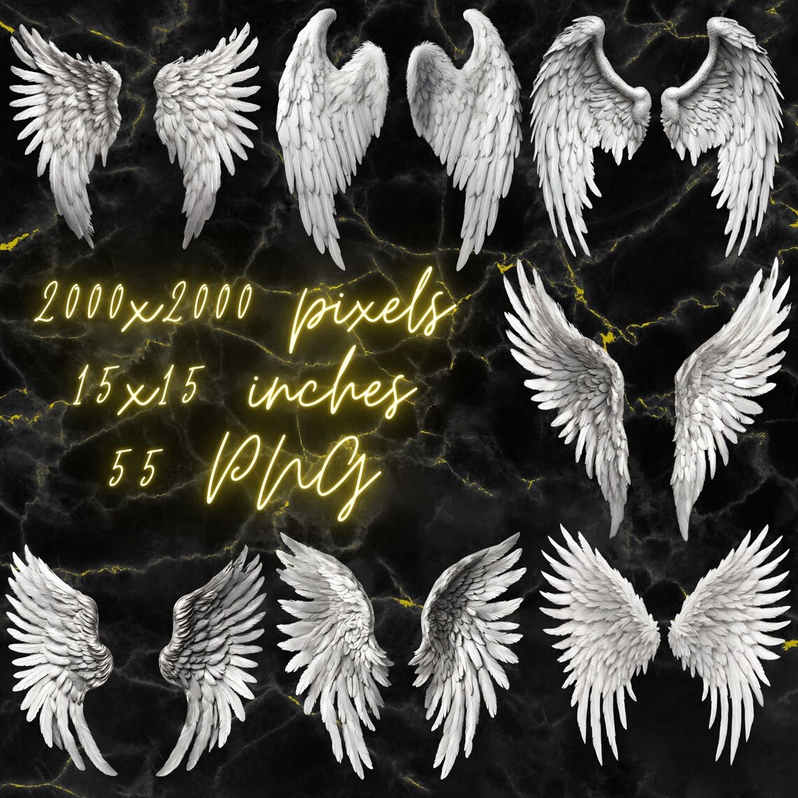 Gold Angel Wings Clipart Set, Angel Wings Graphic, Junk Magazine, Angel ...