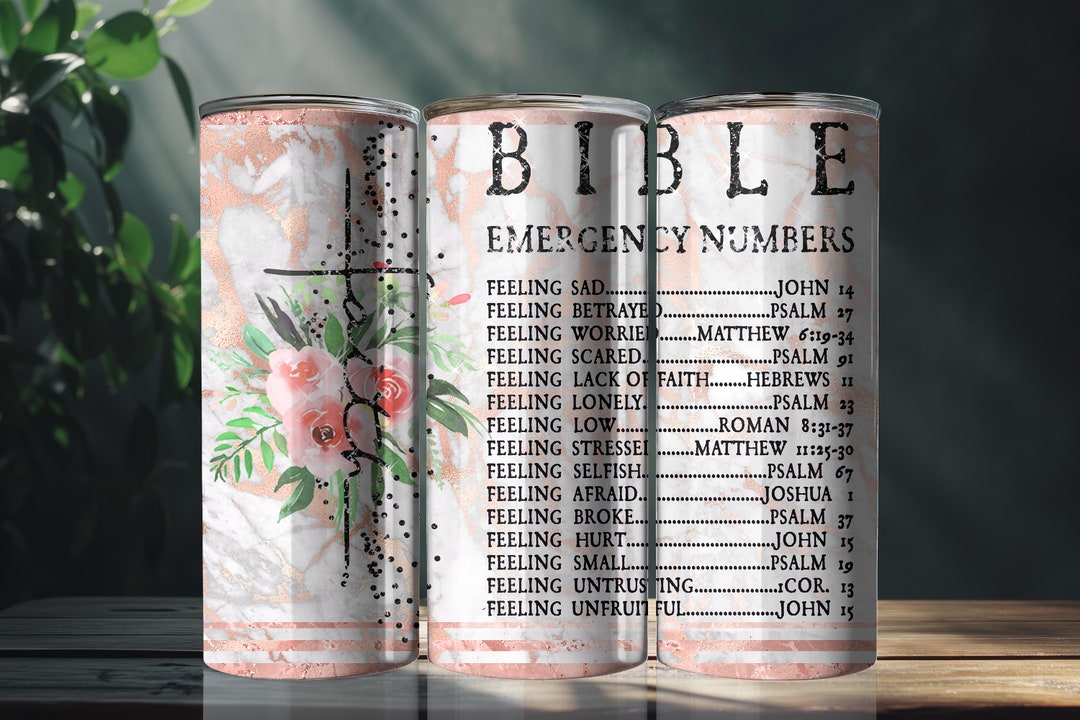 Bible Emergency Numbers Marbled Scripture 20oz Insulated Tumbler - Etsy