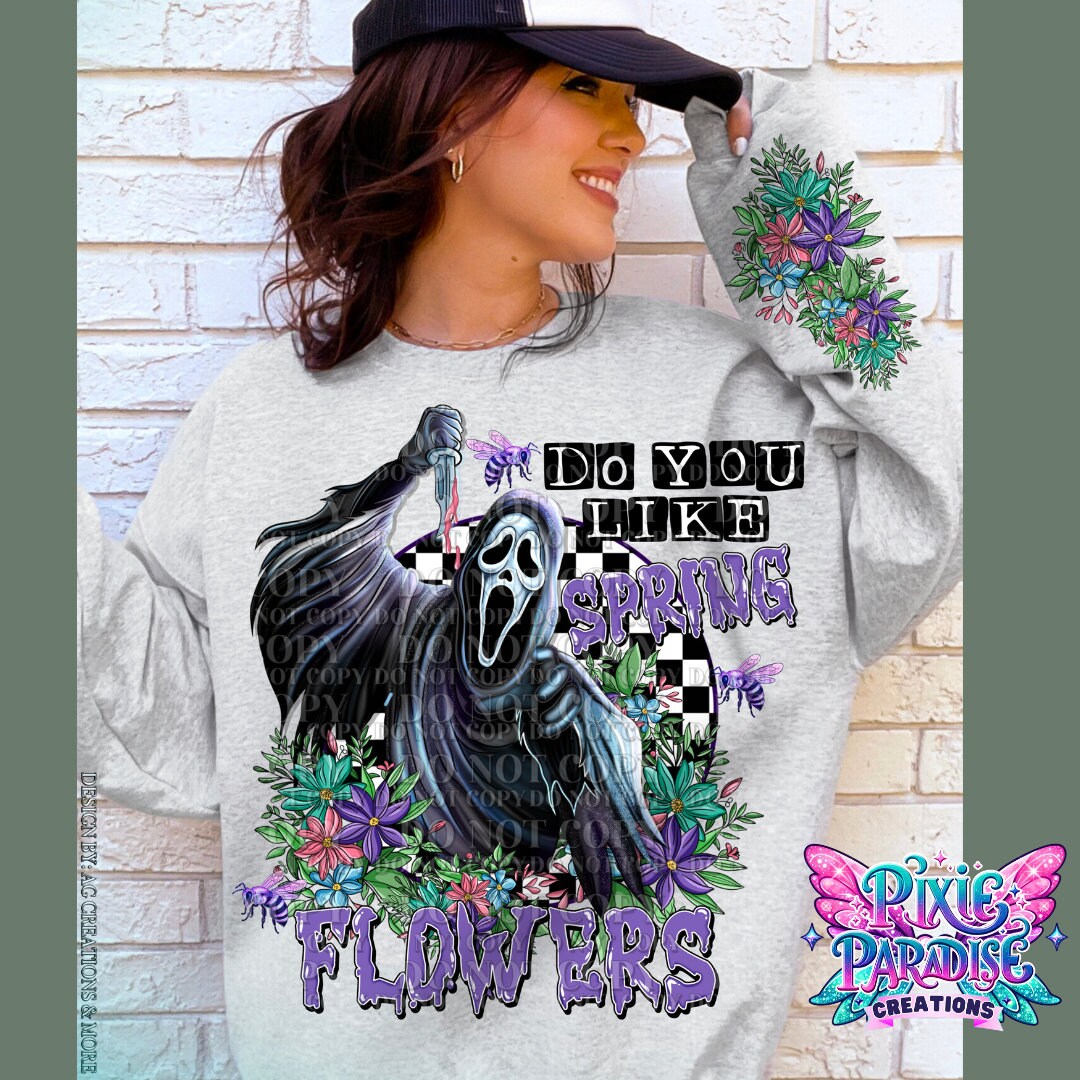 Wisteria Ghostface Spring Flower Crewneck Sweater, Horror Fan ...