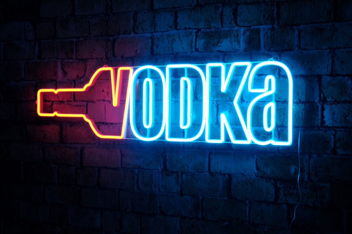 Vodka Neon Sign Wall Art / Gift for Boyfriend / Bar, Alcohol / Wall ...